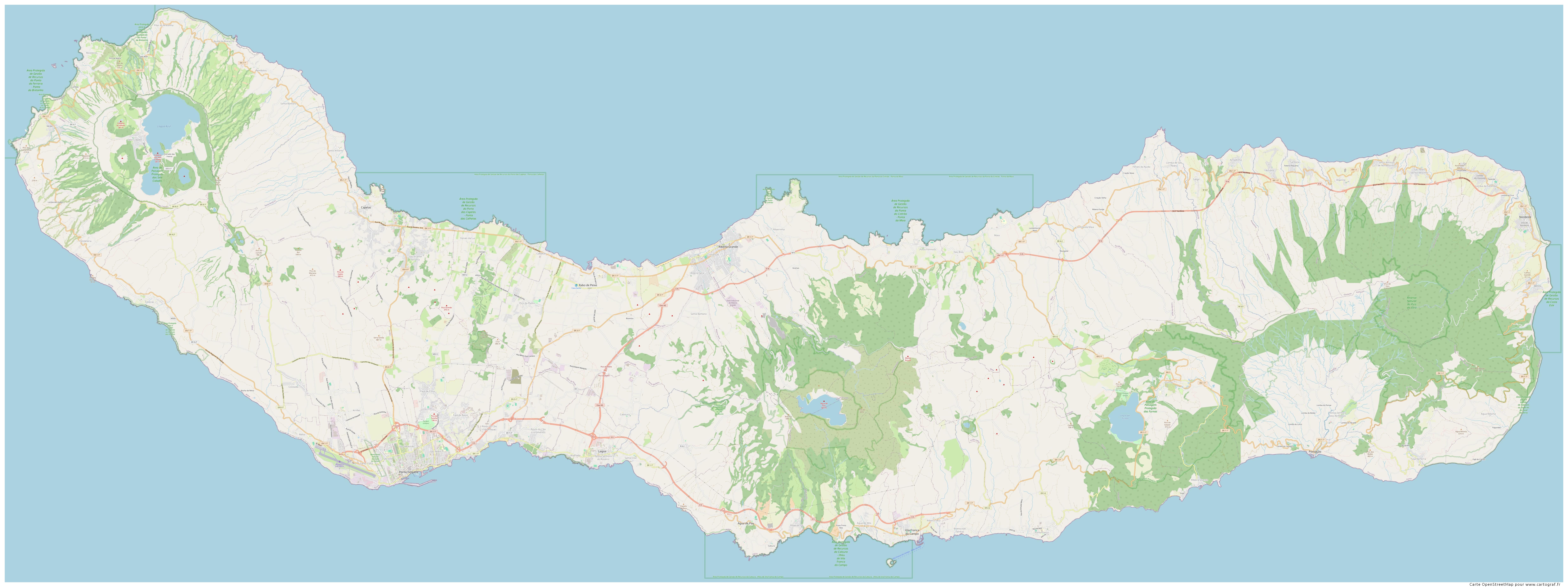 Carte des Açores avec les îles