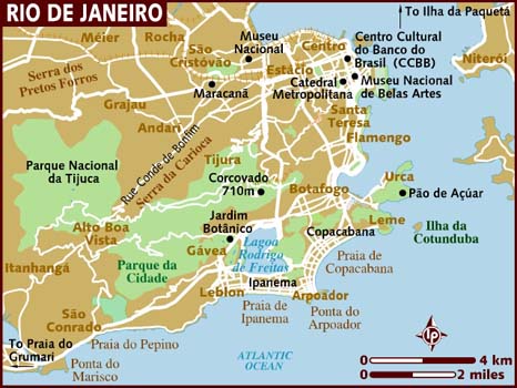 Carte de Rio de Janeiro au Brésil avec les rues