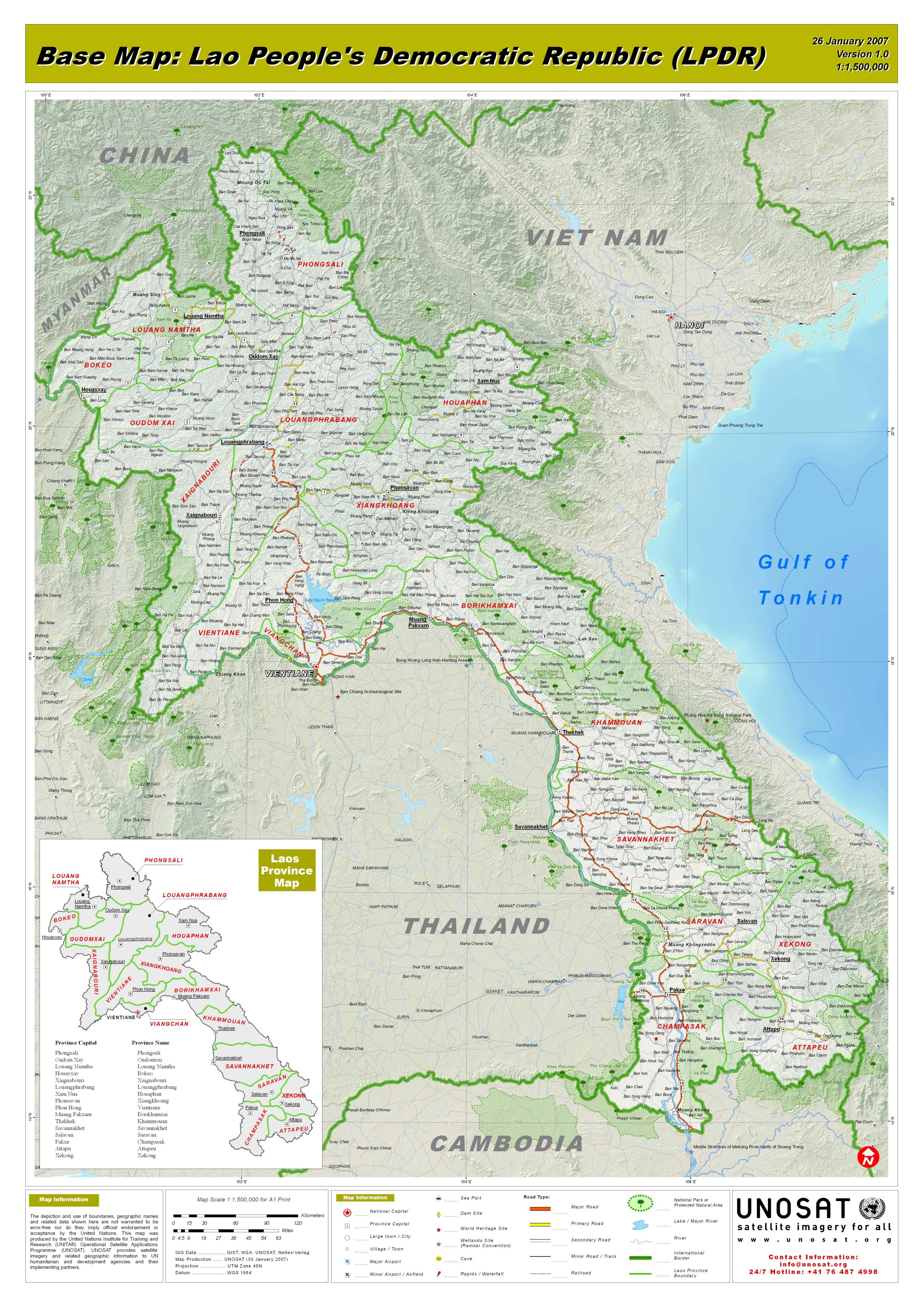 Carte du Laos avec les villes et le relief