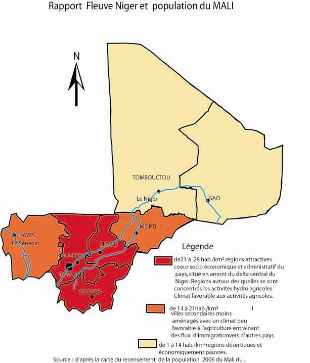 Carte du Mali détaillée avec les routes
