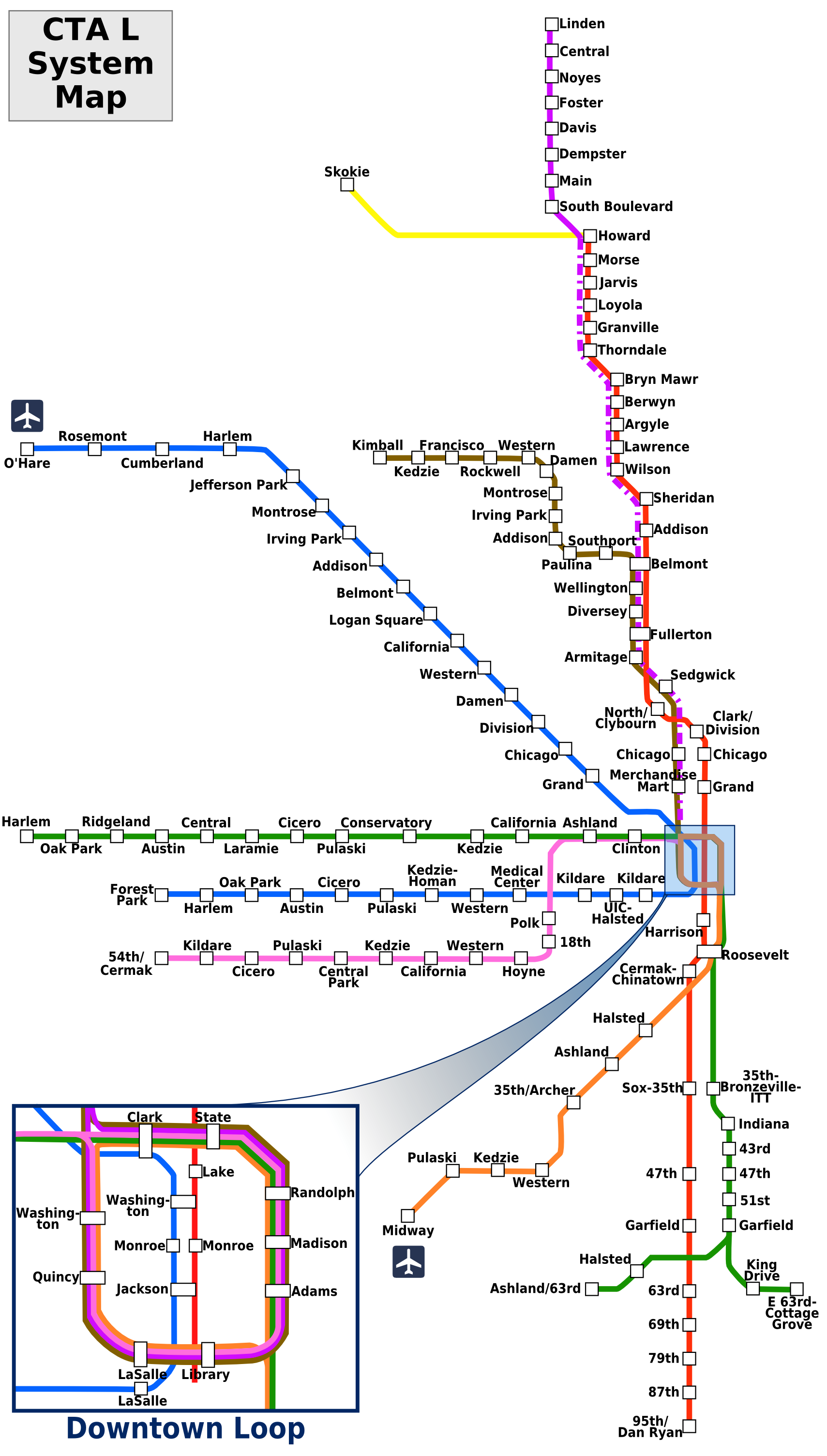 Chicago Metro Route Map: Métro Chicago – ACTNCI