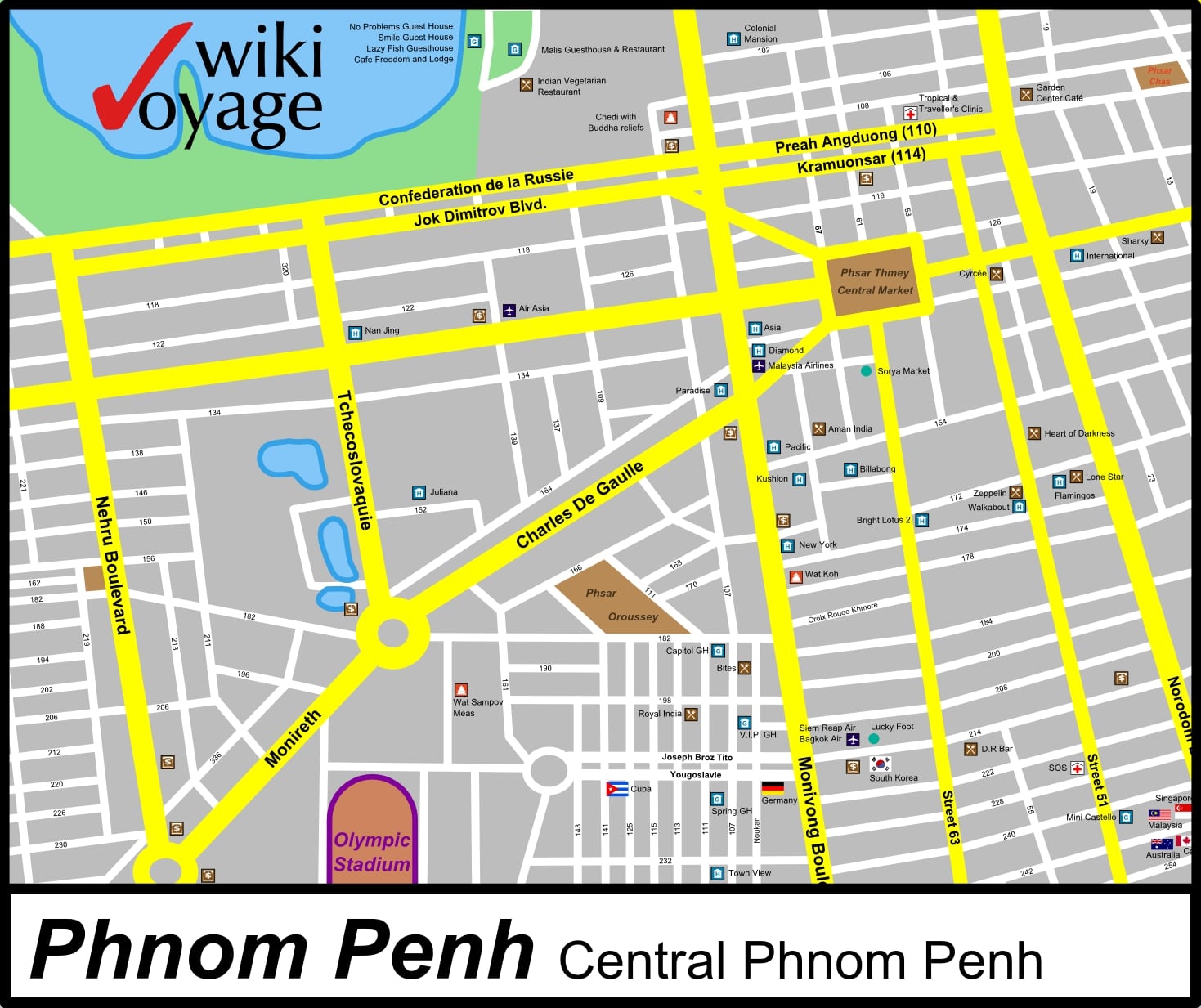 Carte de Phnom Penh la capitale du Cambodge